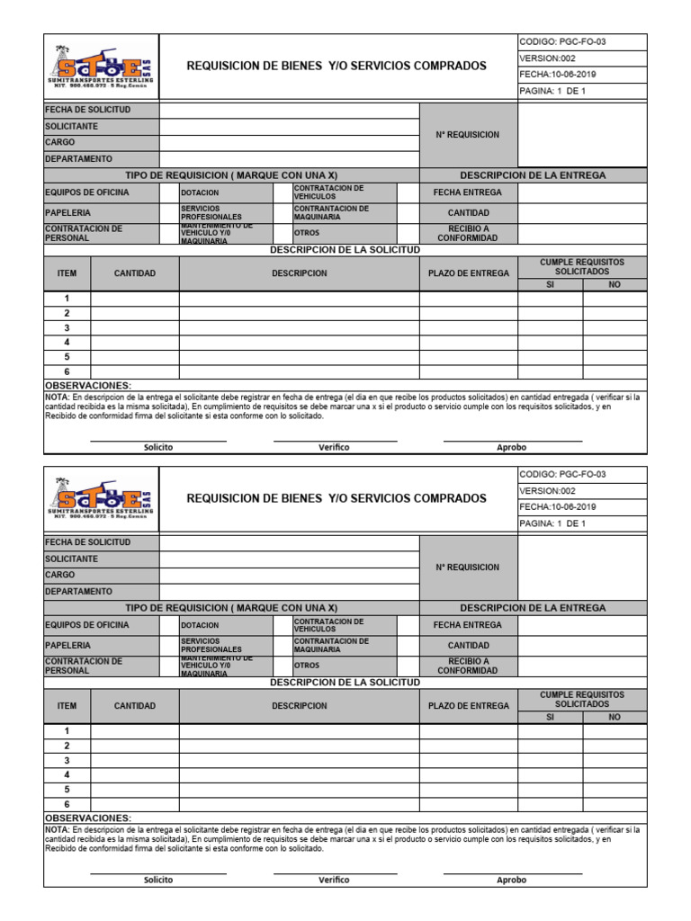 PGC-FO-03 REQUISICION DE BIENES Y O SERVICIOS COMPRADOS... | PDF