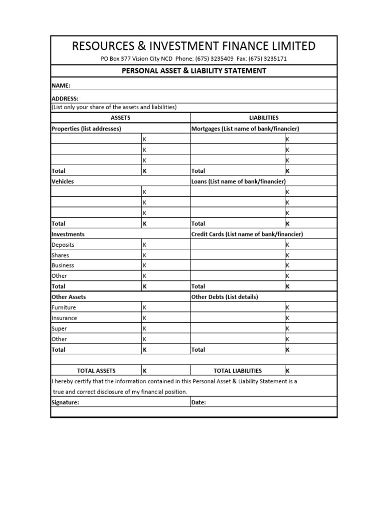 RIFL - Asset Liability Statement | PDF | Banks | Credit