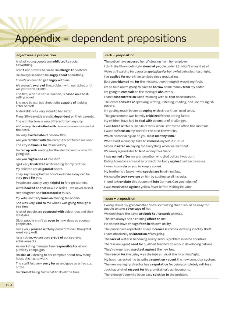 Dependent Prepositions | PDF