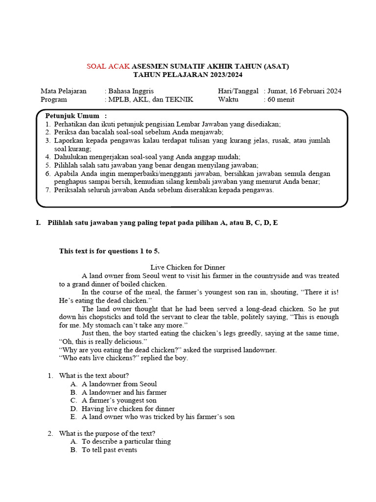 Soal Acak | PDF | Hansel And Gretel (Opera)