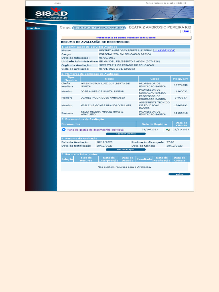 SISAD - Sistema de Avaliação de Desempenho 3 | PDF
