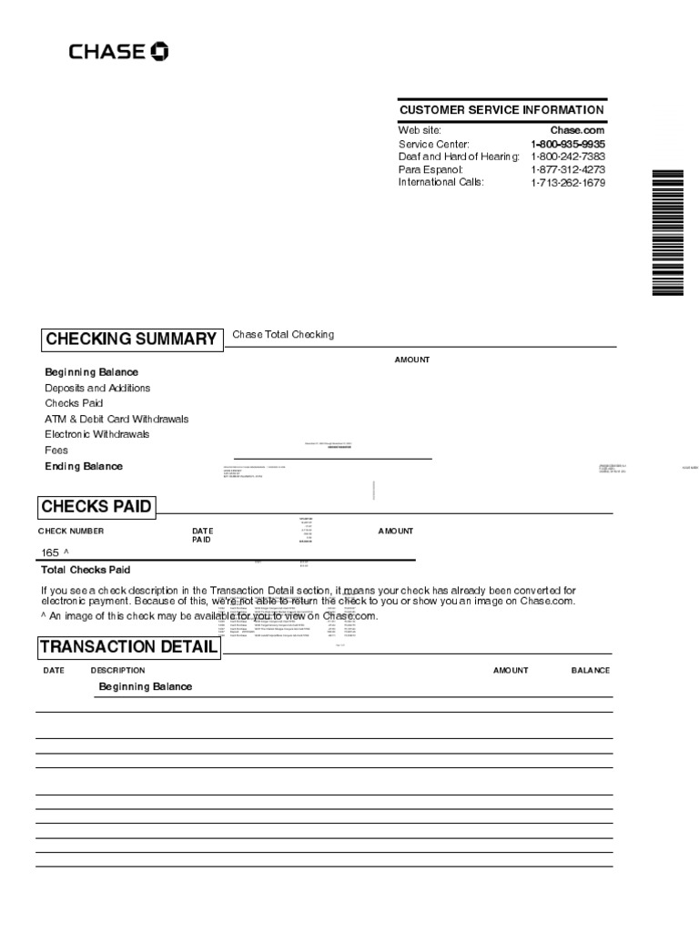 Chase Bank Statement Summary 2023 | PDF | Transaction Account | Cheque