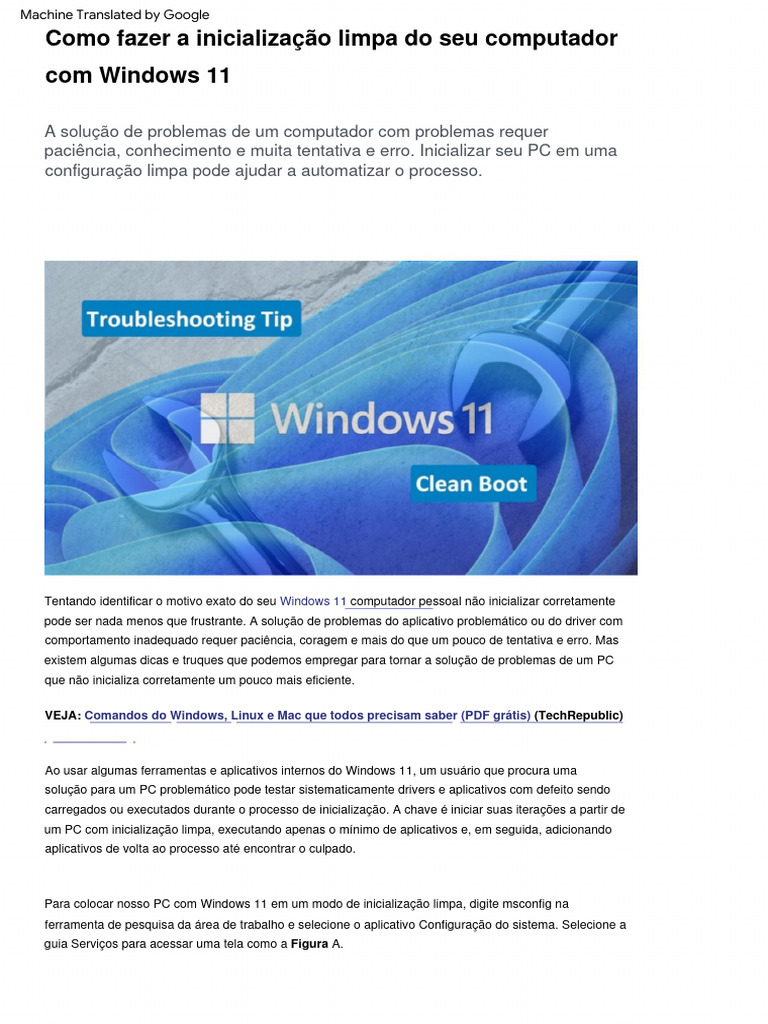 How To Clean Boot Your Windows 11 Computer V Portugues | PDF ...