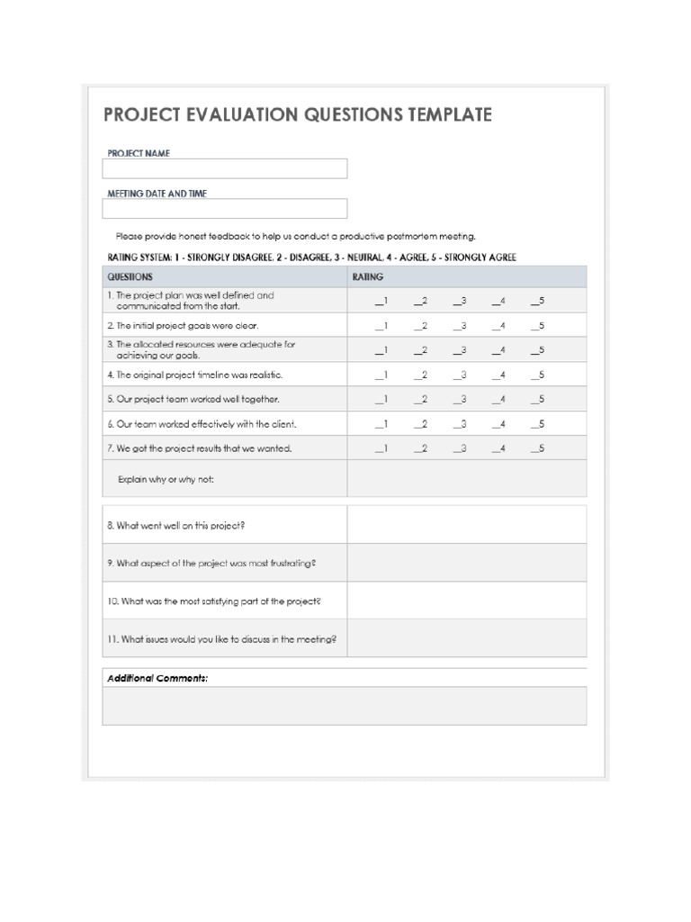 Program PostMortem Evaluation Forms | PDF