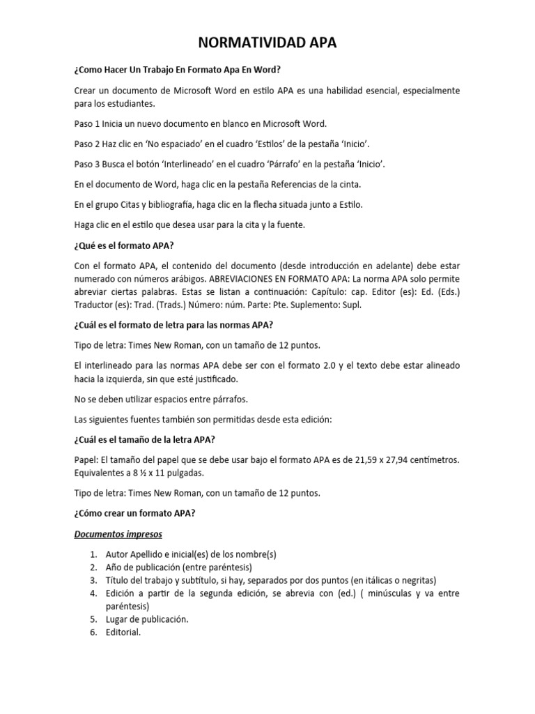 Como Hacer Un Trabajo en Formato Apa en Word - 063352 - 063845 ...