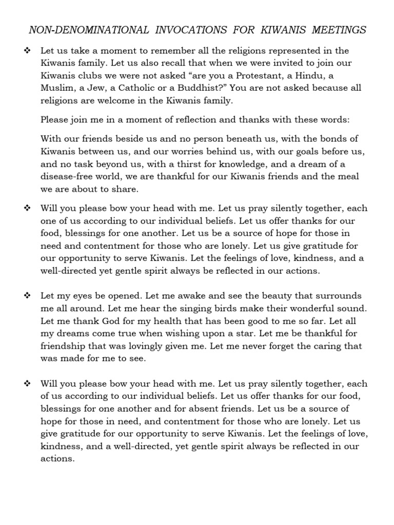 Cle Non-Denominational Invocations | PDF | Dream | Gratitude