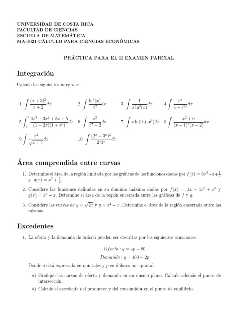 Practica Extra de Integracion | PDF | Excedente económico | Integral