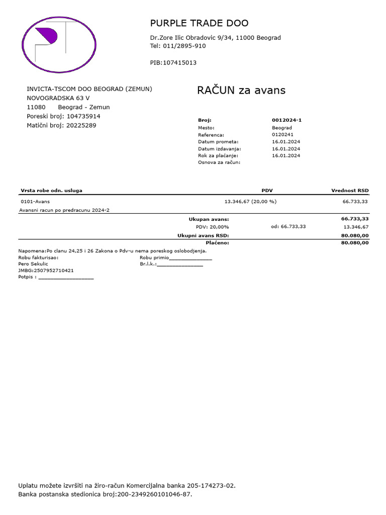 1 Racun - Invicra Tscom | PDF