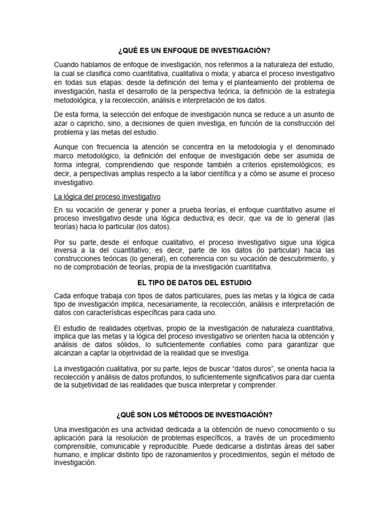 Reto Inicial. Qué Es Un Enfoque de Investigacion | PDF | Razonamiento ...