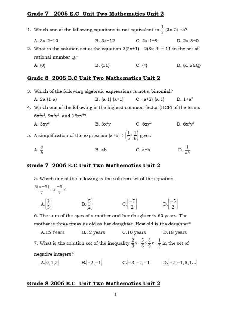 Maths 7&8 Unit 2 | PDF | Equations | Numbers