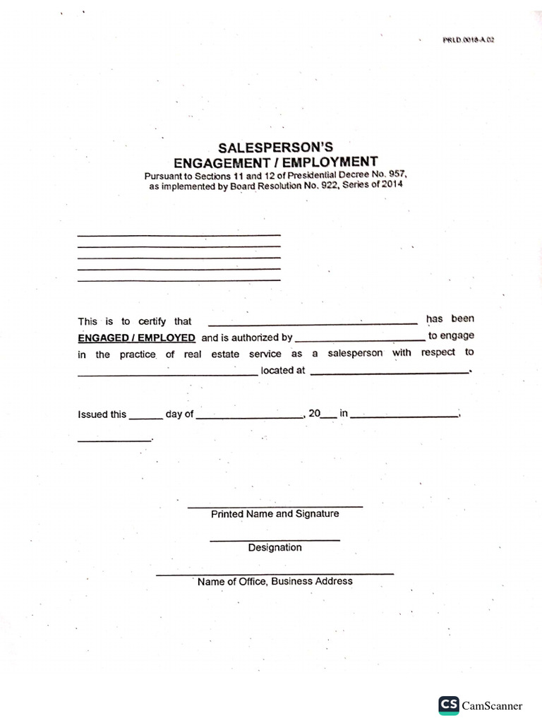 Salespersons Engagement Dhsud | PDF