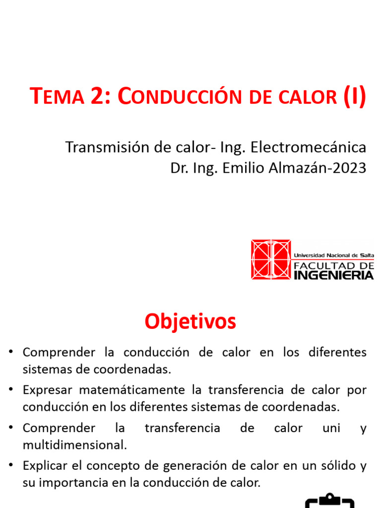 Clase 2 - Conducción de Calor I 29-3-2023 | PDF | Conduccion termica | Calor