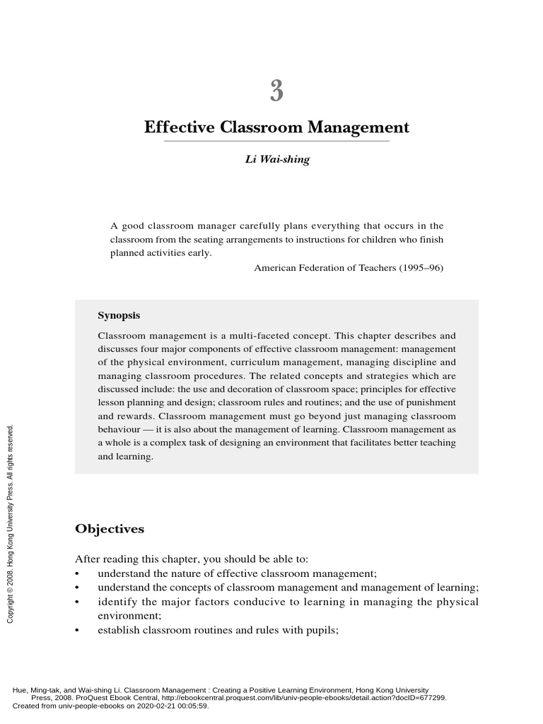 Classroom Management Creating A Positive Learning 3 Effective