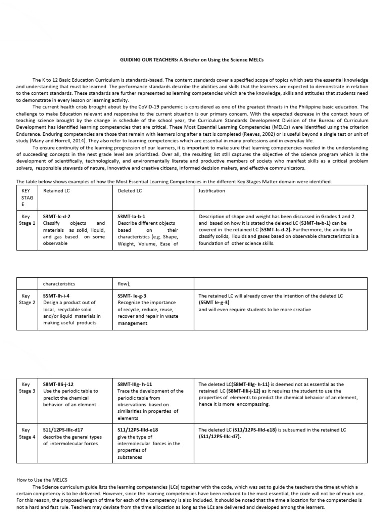 Science MELCs Teacher Guide for Grade 11 | PDF | Potential Energy ...
