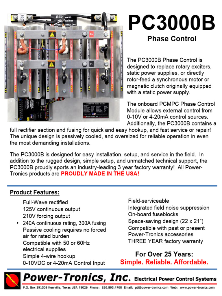 PC3000B Power Tronics Phase Controller | PDF