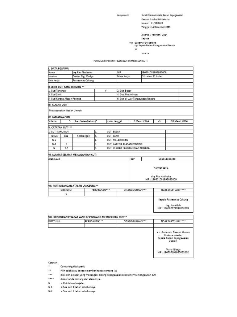 Format Cuti Luar Negeri PNS | PDF