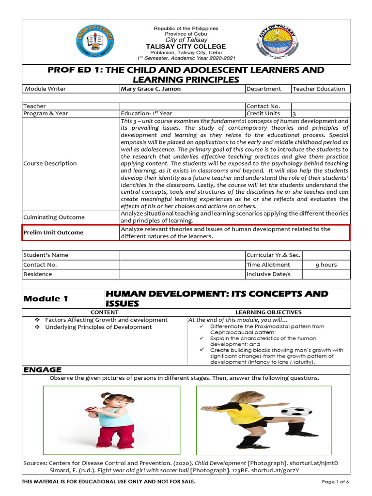 MACAN Module 1 in Prof Ed 1 | PDF | Child Development | Developmental ...