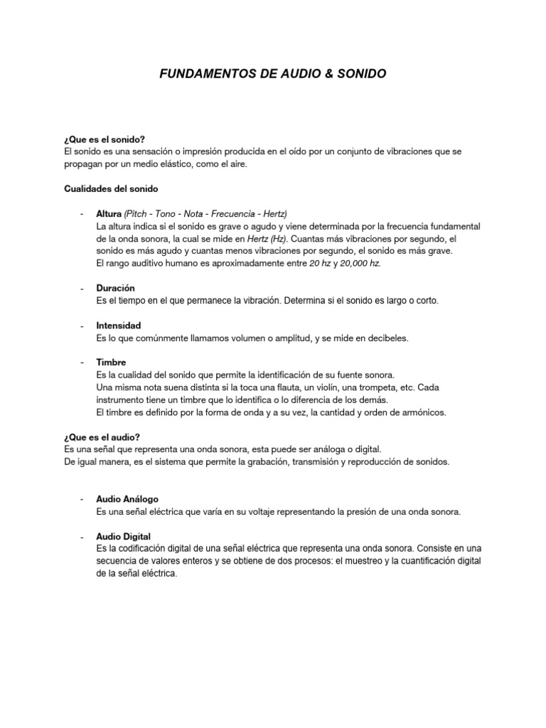 Fundamentos de Audio | PDF