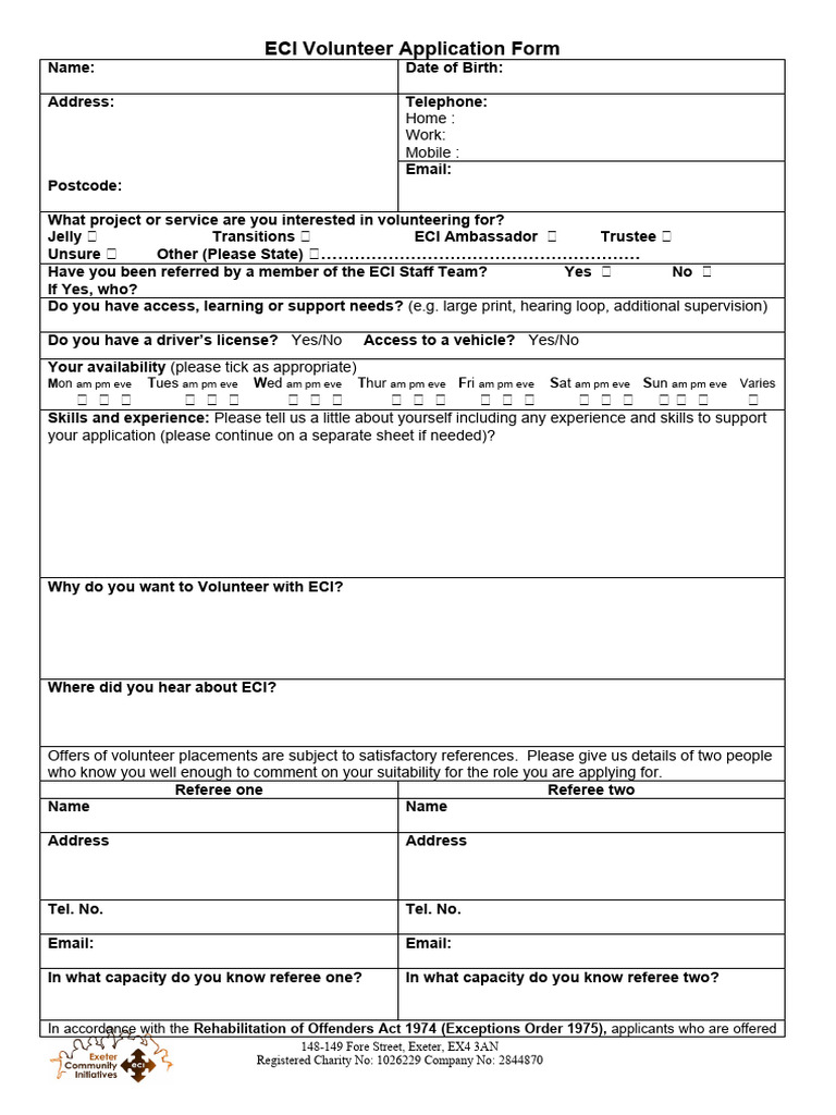 ECI Volunteer Application Form May 2020 - 2 | PDF