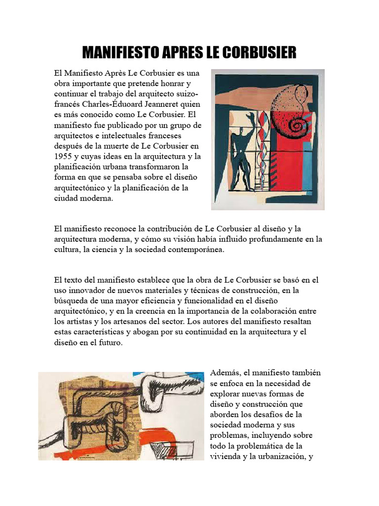 Manifiesto Apres Le Corbusier | PDF | Diseño | Arquitecto