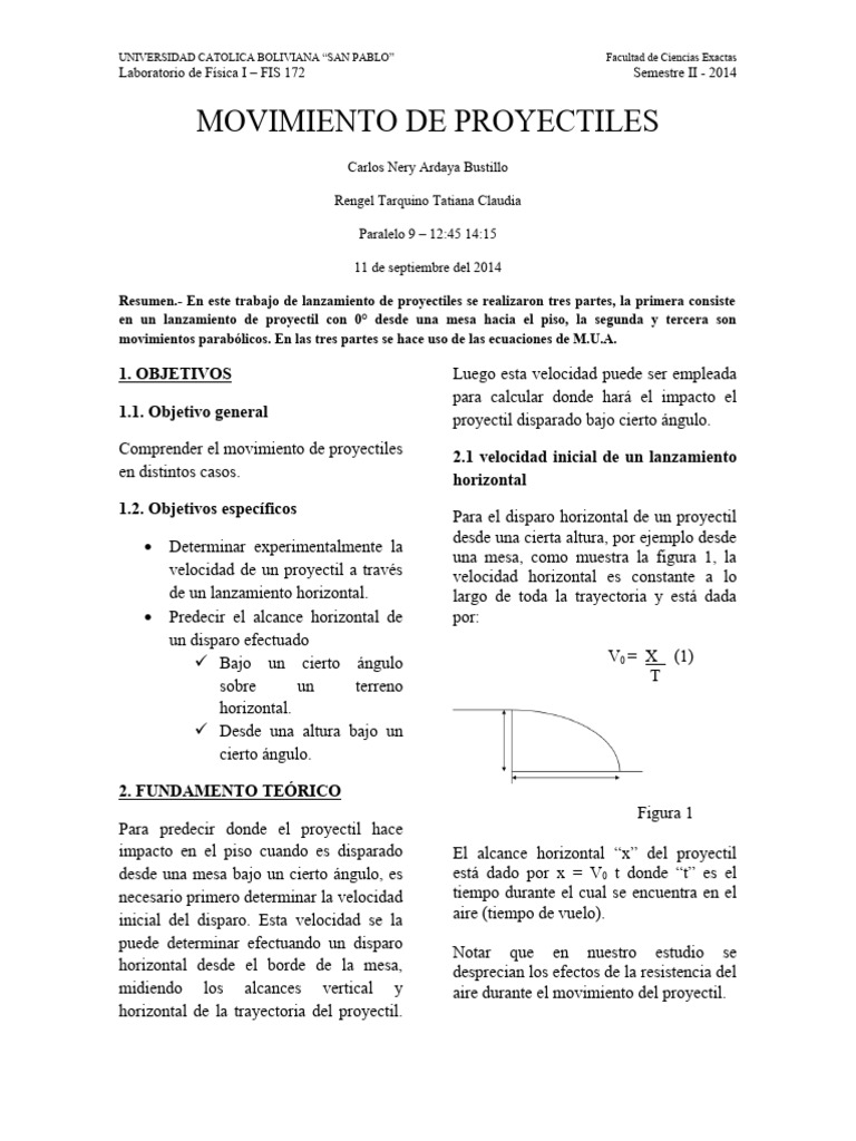 Movimiento de Proyectiles | PDF | Velocidad | Proyectiles