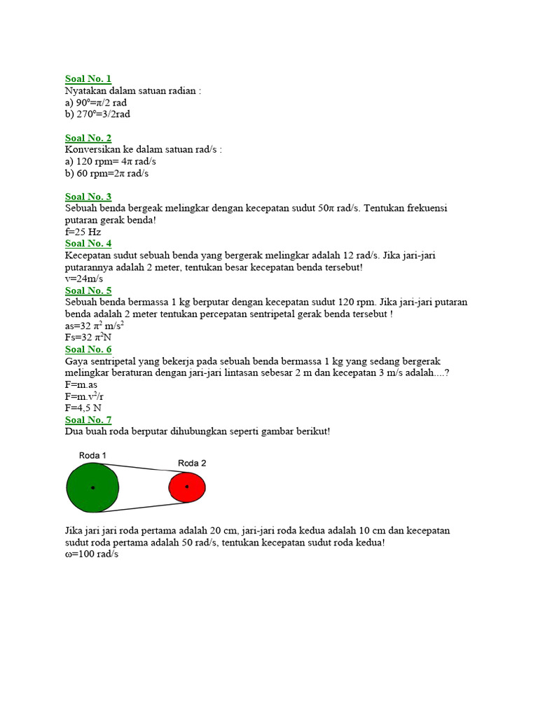 Contoh Soal Dan Pembahasan Tentang Gerak Melingkar | PDF