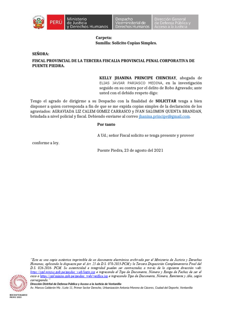 Solicitud de Copias Simples | PDF | Fiscal | Justicia