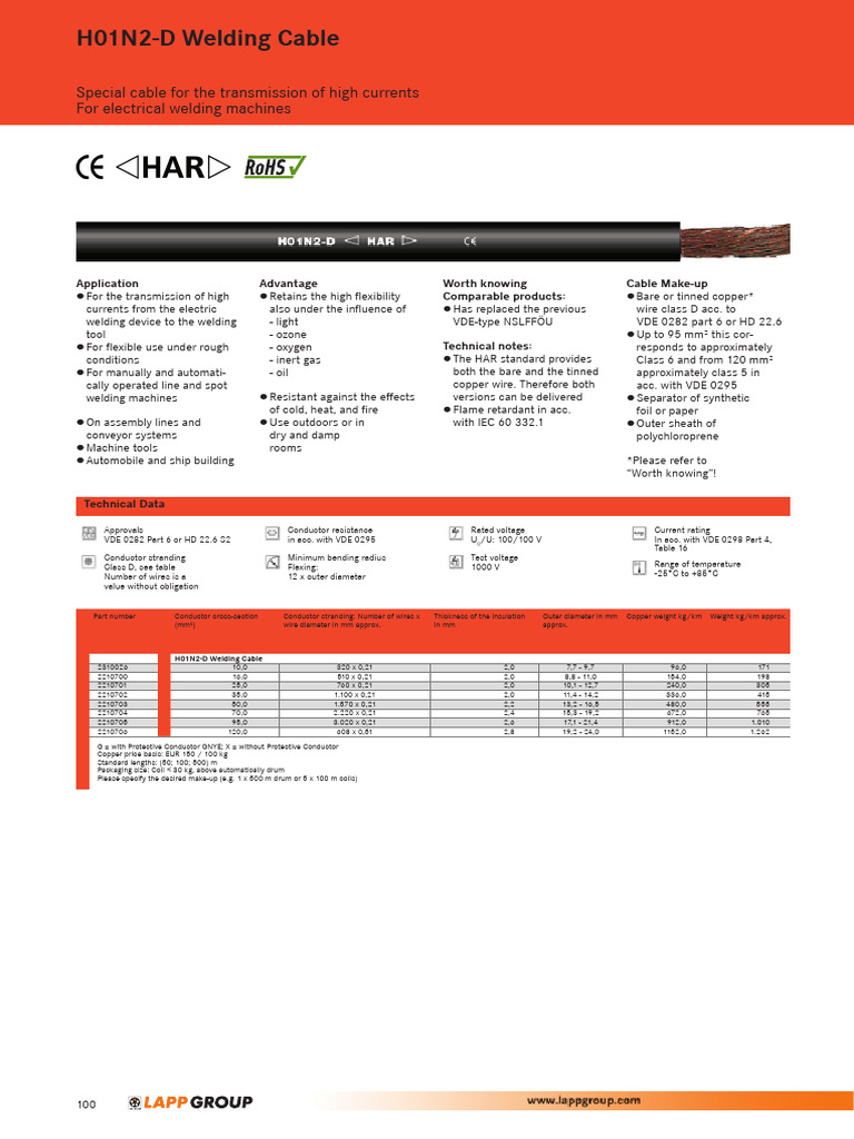 H01N2-D Welding Cable: Special Cable For The Transmission of High ...