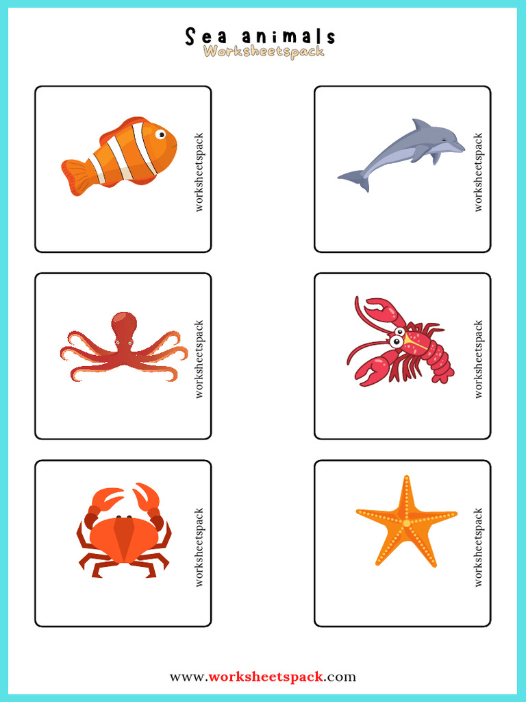 Sea Animals Free Printable Learning Cards For Kids | PDF