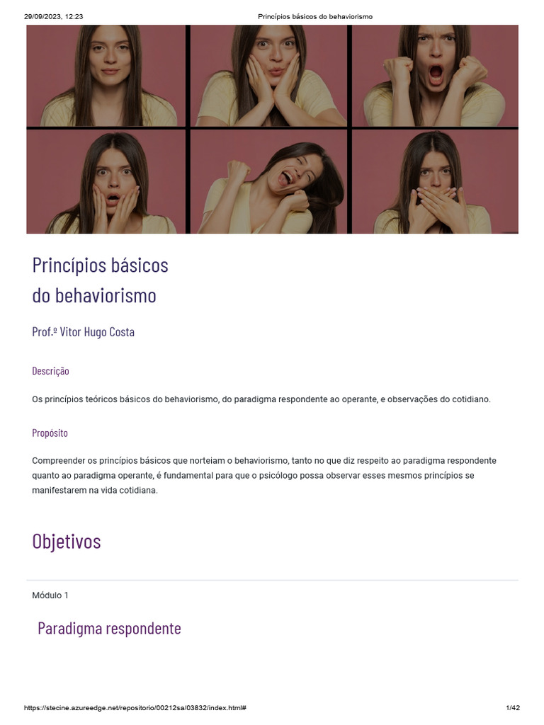 Princípios Básicos Do Behaviorismo | PDF | Behaviorismo | Comportamento