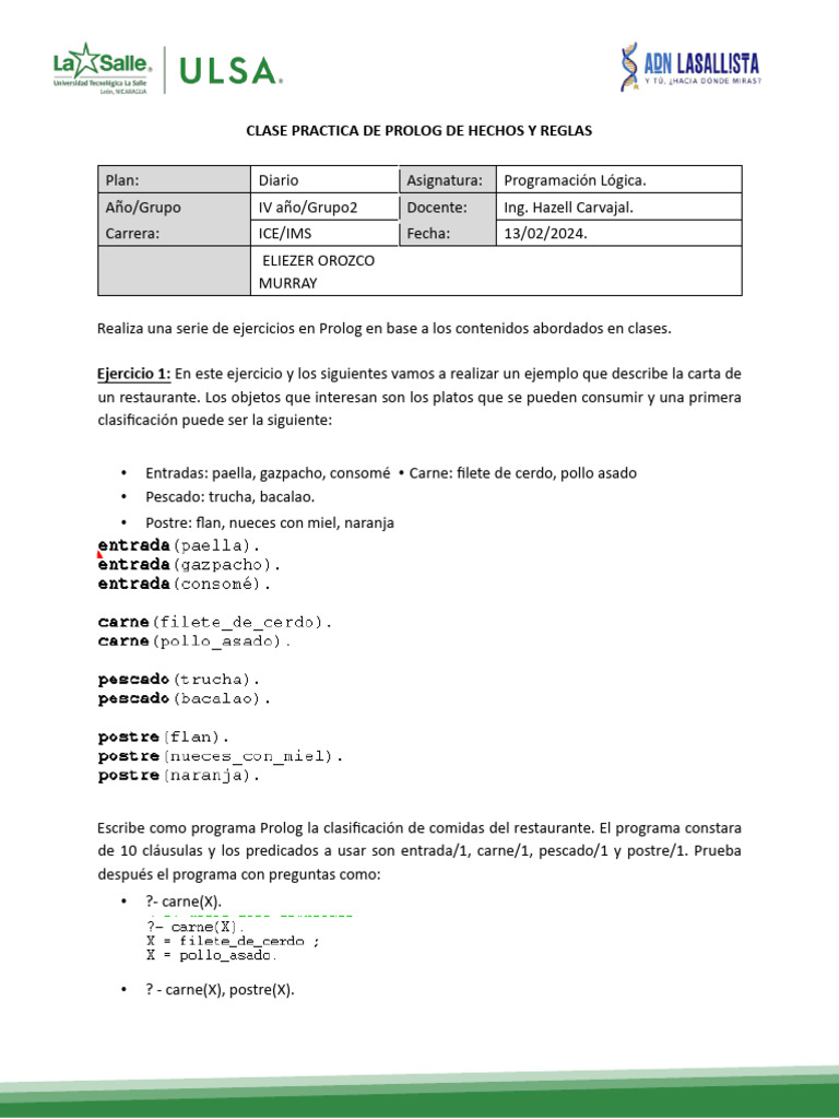 Clase de Prolog | PDF | Carne | Alimentos Clase de Prolog | PDF | Carne | Alimentos