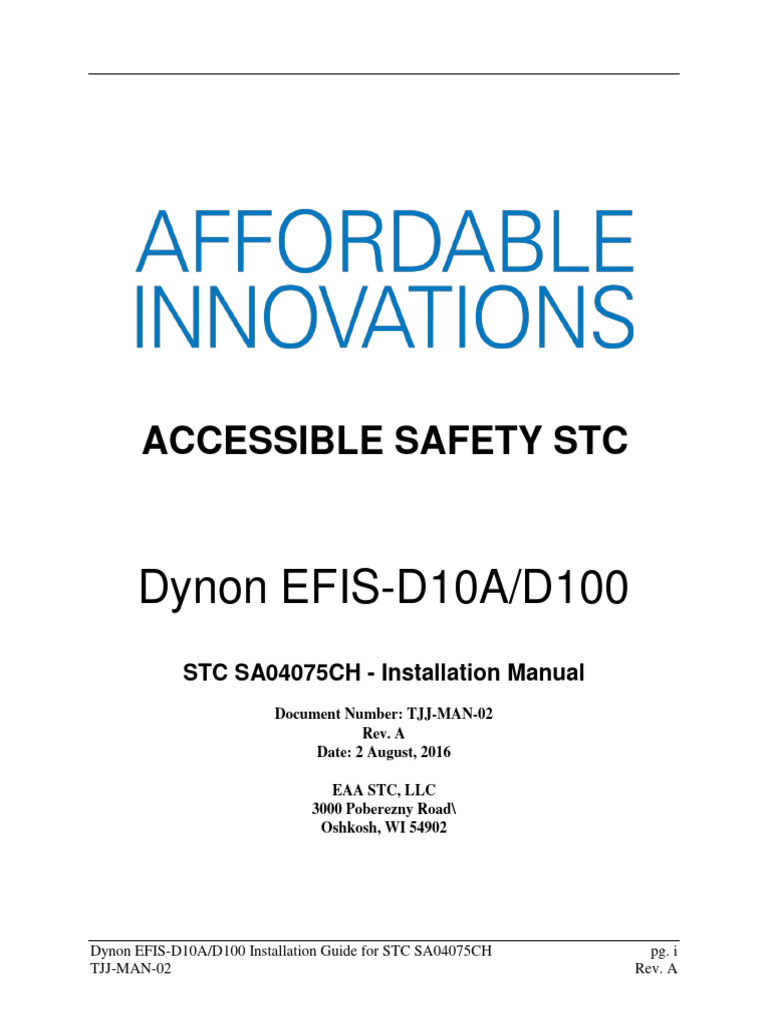Dynon EFIS D10A EFIS D100 Install Guide | PDF | Electrical Connector | Electrical Wiring
