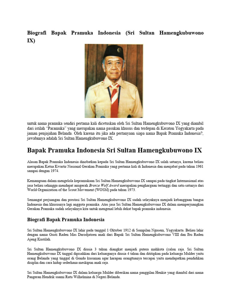 Biografi Bapak Pramuka Indonesia | PDF