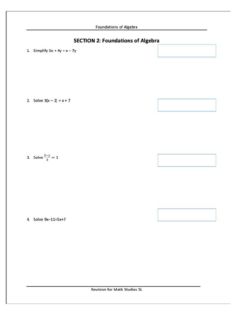 Revision - Foundation of Algebra | PDF