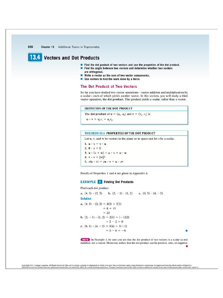 Dot Product Vector | PDF