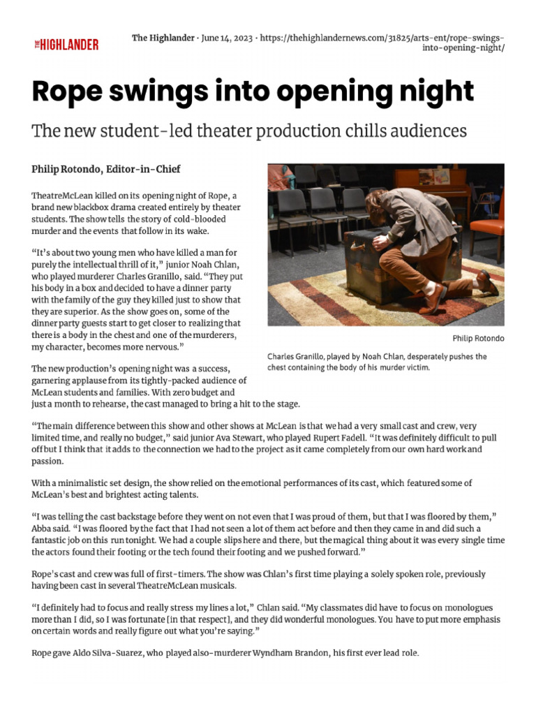 Rope Swings Into Opening Night | PDF