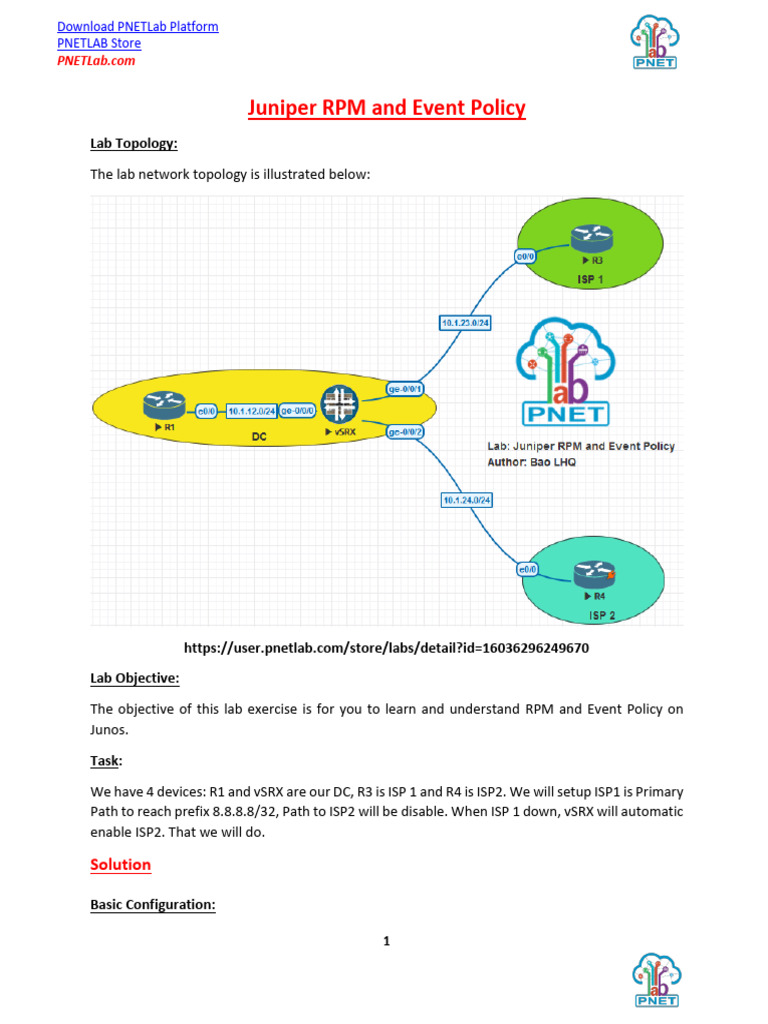 Juniper RPM and Event Policy | PDF | Ip Address | Internet Standards