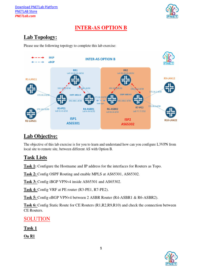 Juniper InterAS OptionB | PDF | Network Protocols | Telecommunications