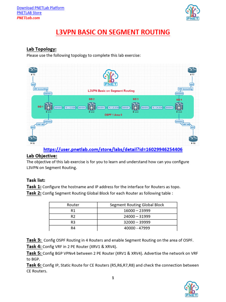 L3VPN Basic On Segment Routing | PDF | Ip Address | Networking