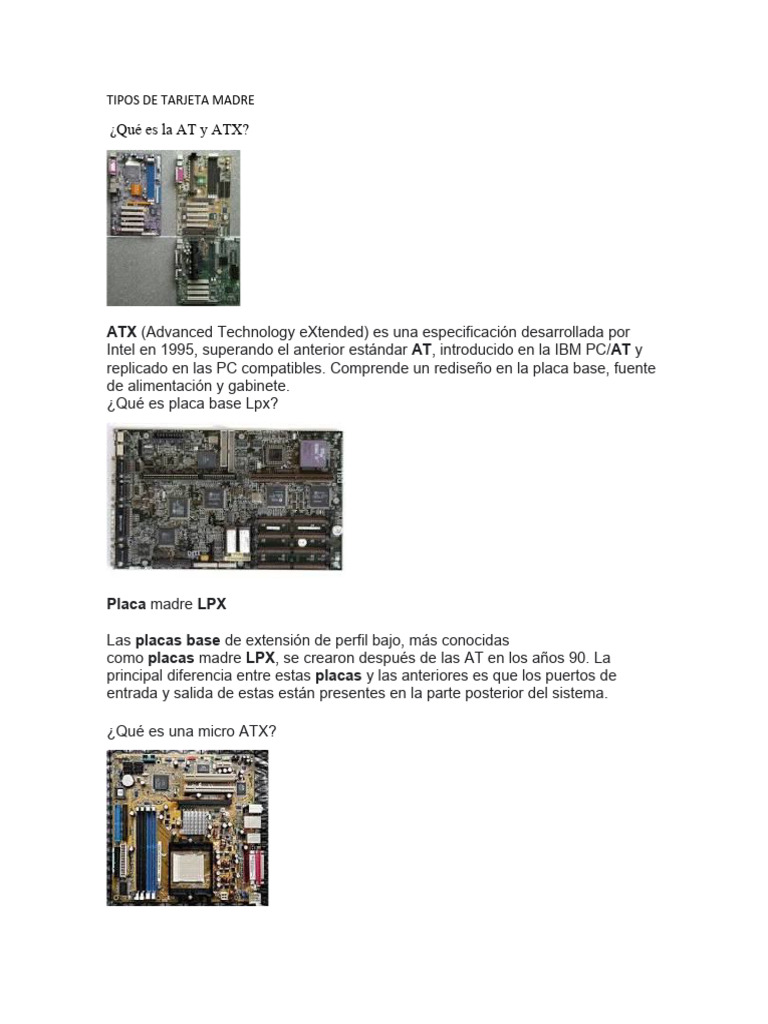Tipos de Tarjeta Madre | PDF | Informática