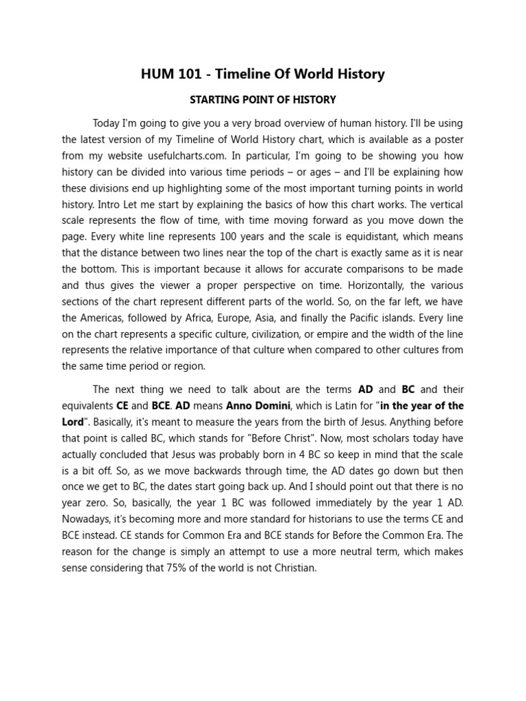 HUM 101 - Timeline of World History | PDF | Anno Domini | Bronze Age