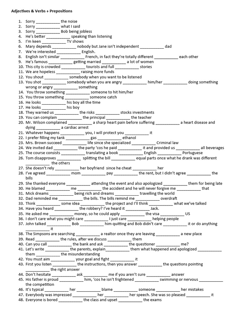 Adj & Verb + Prep | PDF