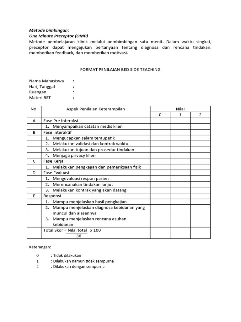 Lembar Penilaian BST Dops | PDF