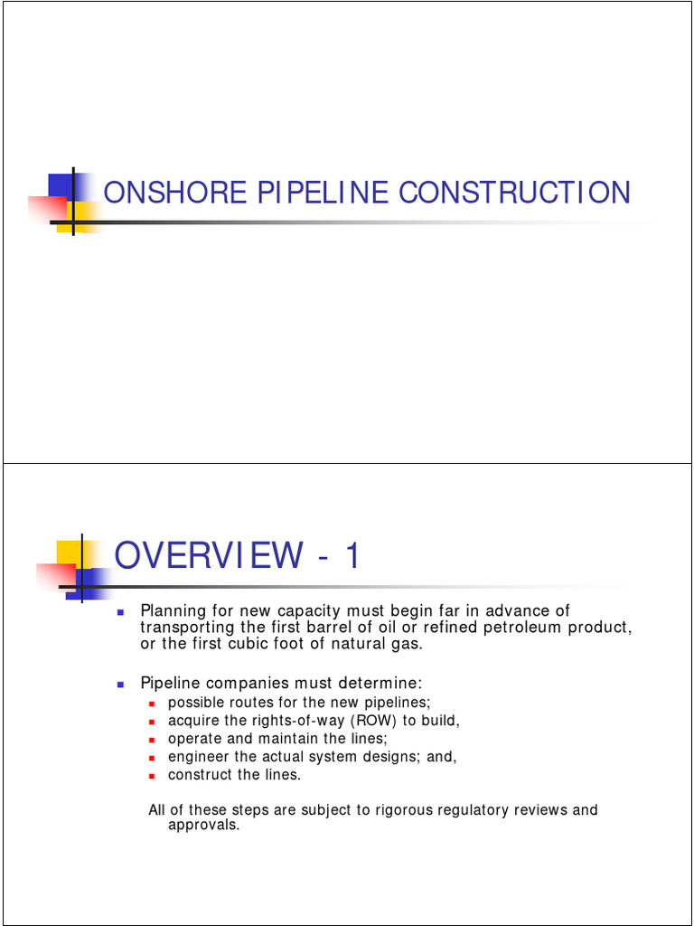 Onshore Pipeline Construction Process | PDF | Pipe (Fluid Conveyance ...