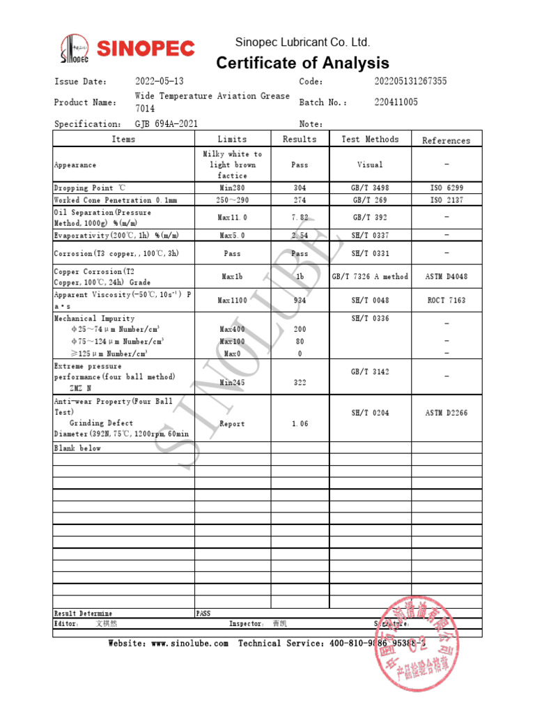 SP Eng 7014 Wide Temperature Aviation Grease 2022 May | PDF | Applied ...