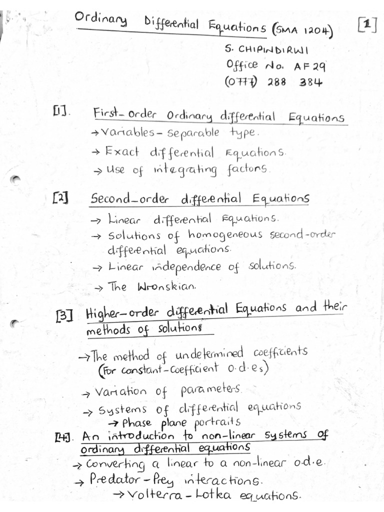 Ode Section 1 Notes Pdf