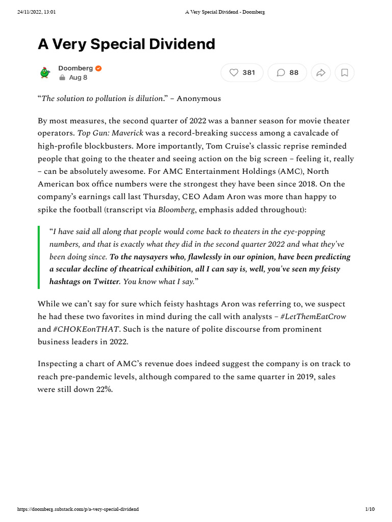 AMC's Special Dividend Explained | PDF | Stocks | Preferred Stock