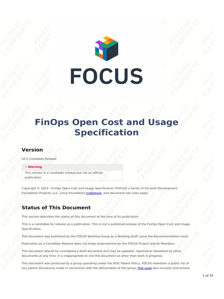 FinOps Open Cost and Usage Specification | PDF | Cloud Computing | Databases