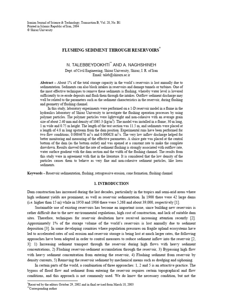 Flushing Sediment Through Reservoirs | Download Free PDF | Erosion | Sediment