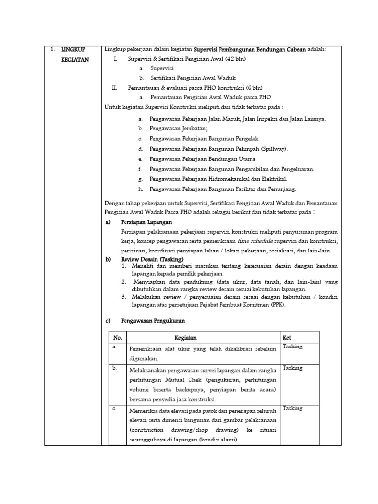 Lingkup Kegiatan SPV Cabean | PDF